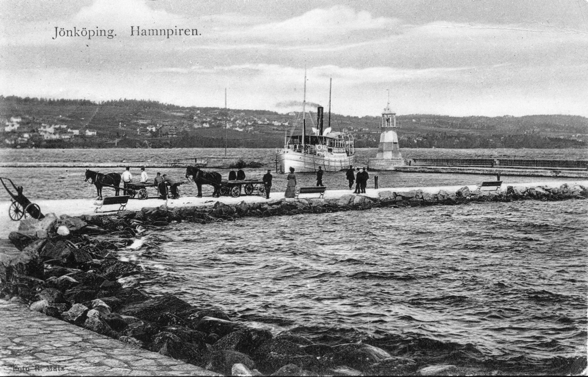 Vykort med motiv från Hamnpiren i Jönköping. - Jönköpings läns museum ...